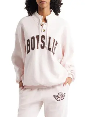 BOYS LIE Smoke & Mirrors Crewneck Henley Pullover - Pink Heather