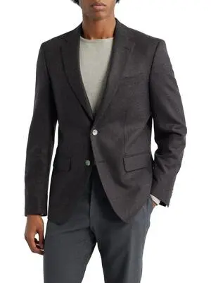 BOSS Hutson Brushed Wool & Cashmere Sport Coat - Dark Brown