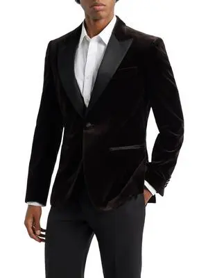 BOSS Hutson Cotton Velvet Dinner Jacket - Dark Brown