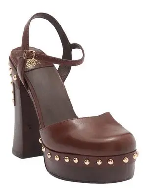 Jeffrey Campbell Extrovert Studded Platform Clogs - Coffee Gold