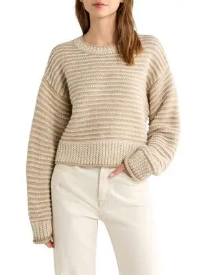ALL IN FAVOR Chunky Striped Crewneck Sweater - Natural Ivory