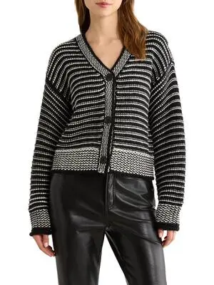 ALL IN FAVOR Chunky Stripe V-Neck Cardigan