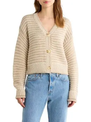ALL IN FAVOR Chunky Stripe V-Neck Cardigan