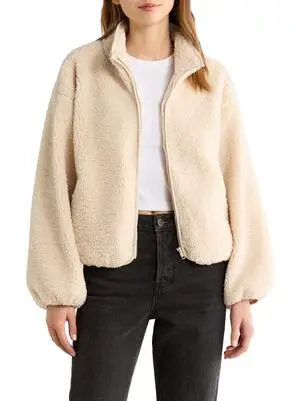 ALL IN FAVOR High Pile Fleece Jacket - Beige