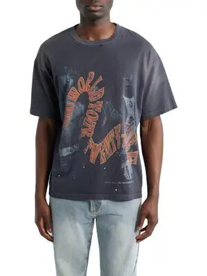 ROLLING LOUD Loud Legends Distressed Graphic T-shirt - Washed Black
