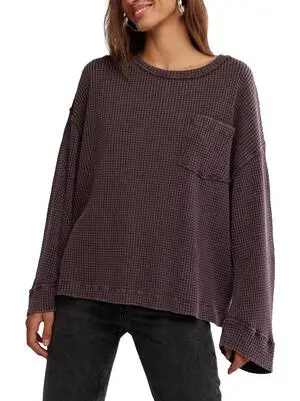 Free People Cotton Thermal Knit Top - Dark Purple