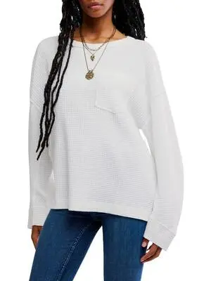 Free People Cotton Thermal Knit Top - Ivory