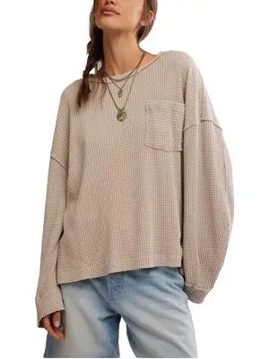Free People Cotton Thermal Knit Top - Neutral