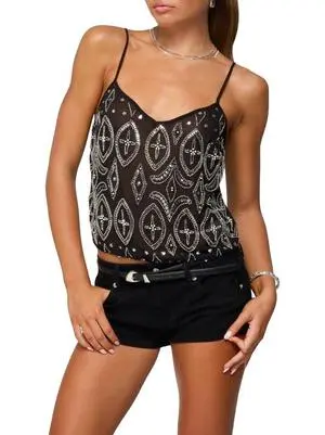 EDIKTED Kaleesy Beaded Camisole - Black