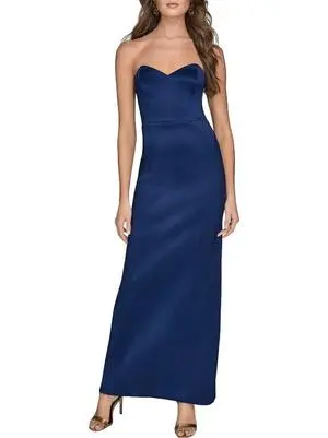 Donna Karan New York Strapless Satin Gown - Sapphire