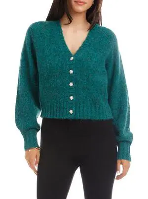 Karen Kane Pearl Button Cardigan - Teal