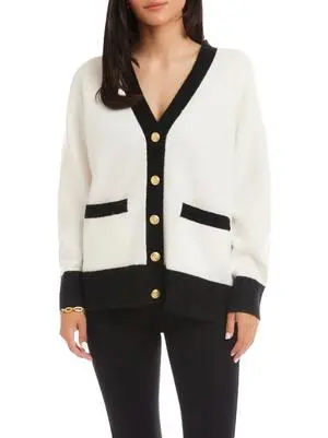 KAREN KANE Colorblock Trim Cardigan