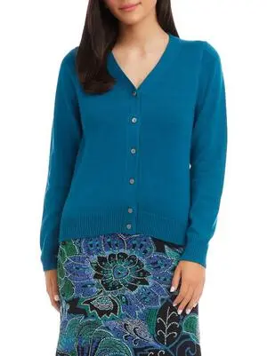 Karen Kane V-neck Knit Cardigan - Teal