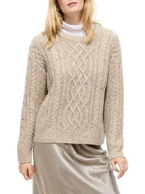 ALEX MILL Madelyn Cable-knit Wool-blend Donegal Sweater - Oatmeal