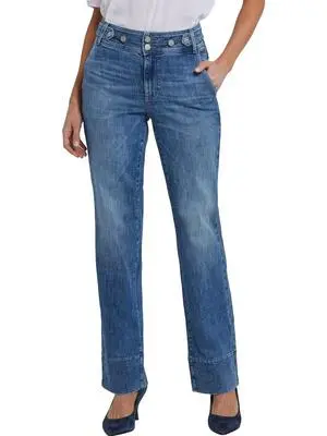 NYDJ Bailey Tab Waist Relaxed Straight Leg Jeans - Washed Crystal