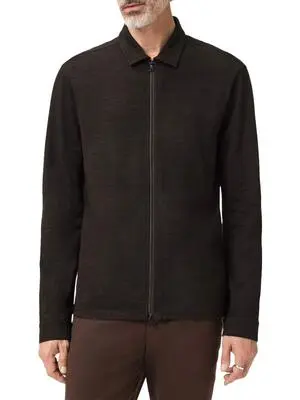 John Varvatos Kassen Jacquard Zip-up Shirt Jacket - Dark Brown