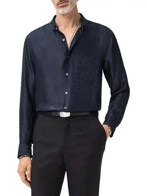 John Varvatos Orchard Abstract Jacquard Button-up Shirt - Thistle