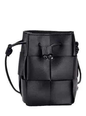 ADORNIA Patchwork Bucket Bag - Black