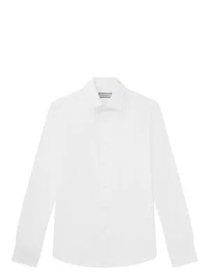 Canali Impeccabile Cutaway-collar Cotton-poplin Shirt - White