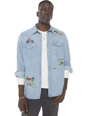 MOTHER The City Slicker Motorcycle Bob Shirt - Blue