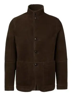 Zegna Il Conte Shearling-trimmed Suede Jacket - Brown