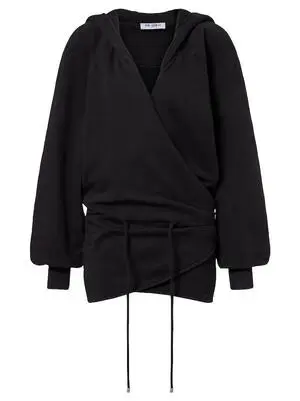 Attico The Attico Cotton Jersey Hooded Wrap Dress Black