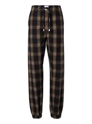 Attico Checked Cotton Sweatpants - Brown