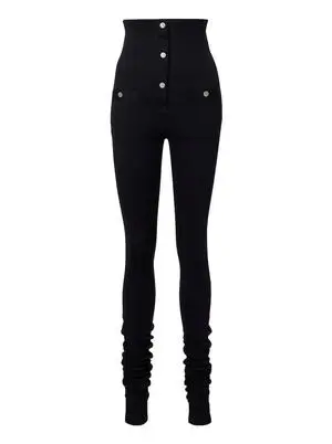 Attico High-rise Cotton Jersey Stirrup Leggings - Black