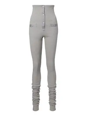Attico High-rise Cotton Jersey Stirrup Leggings - Grey