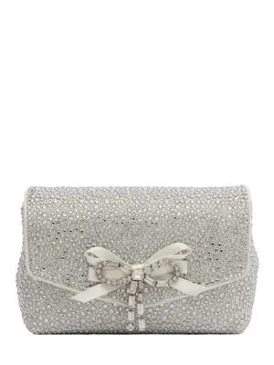 JIMMY CHOO Embellished Satin Clutch - White