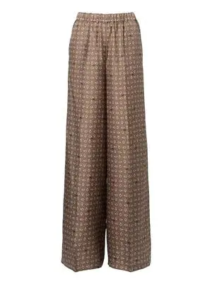 Max Mara Vischio Printed Wide-leg Pants - Brown
