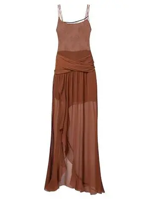 JACQUES WEI Draped Ruffled Maxi Dress