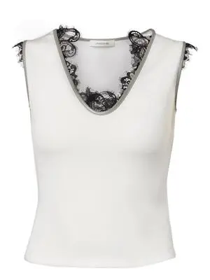 JACQUES WEI Lace-trimmed Layered Top - White