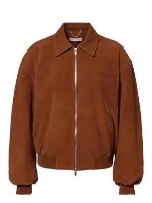 JACQUES WEI Suede Bomber Jacket - Brown