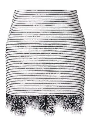 JACQUES WEI Lace-trimmed Sequined Cotton Miniskirt - White
