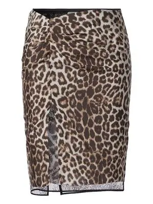 JACQUES WEI Leopard Print Silk Lace Miniskirt - Multicoloured