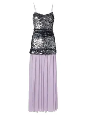 JACQUES WEI Sequined Paneled Maxi Dress - Purple