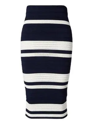 Ralph Lauren Striped Knitted Pencil Skirt - Blue