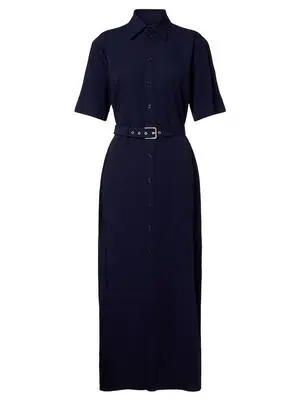Ralph Lauren Belted Wool Midi Shirt Dress - Blue