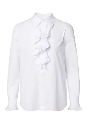 Ralph Lauren Ruffled Cotton Poplin Shirt - White