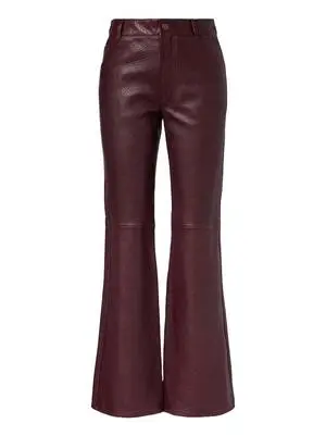Chloé Leather Flared Trousers - Burgundy