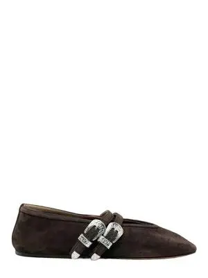 Le Monde Beryl Strap Buckle Ballerinas - Pepe Brown
