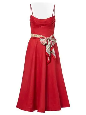 Zimmermann Rebellion Linen Midi Dress - Red