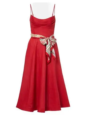 Zimmermann Rebellion Linen Midi Dress - Red