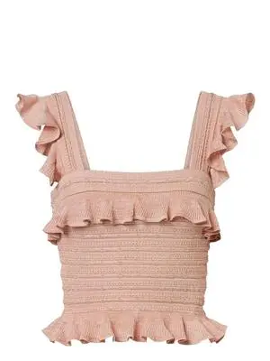 Zimmermann Ruffled Lamé Top - Pink