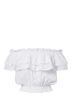 Melissa Odabash Ruth Broderie Anglaise Crop Top - White