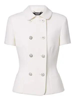 Versace Virgin Wool Double-breasted Blazer - White