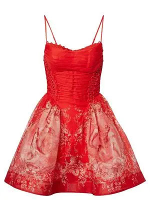 Zimmermann Rebellion Linen And Silk Minidress - Red