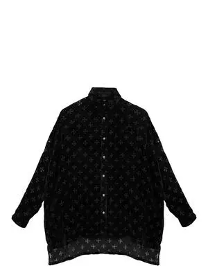 Chrome Hearts Mahal Kita Monogram Cross Velvet Shirt - Black