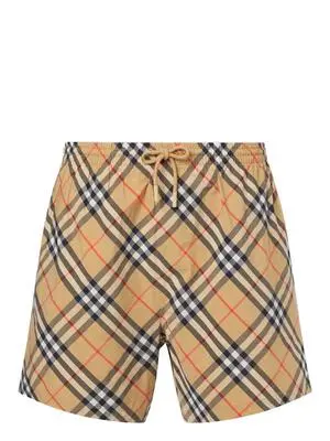 Burberry Check Swim Trunks - Beige